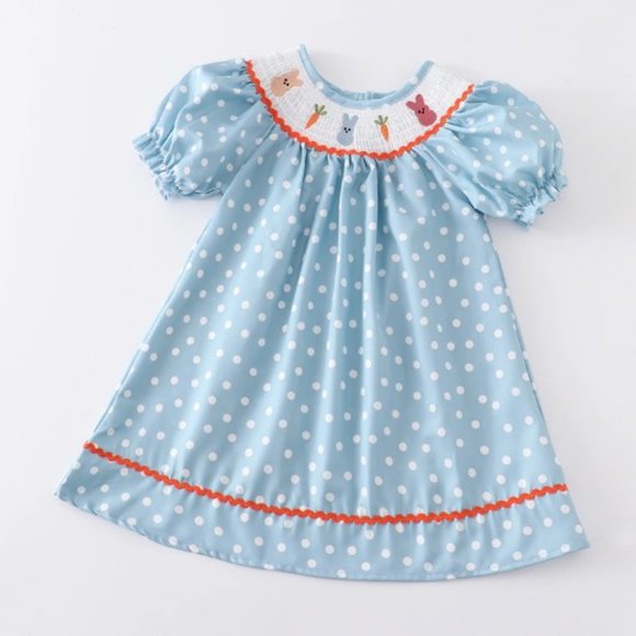 Dresses | Boutique Peeps Easter Bunny Rabbit Girls Smocked Embroidered ...